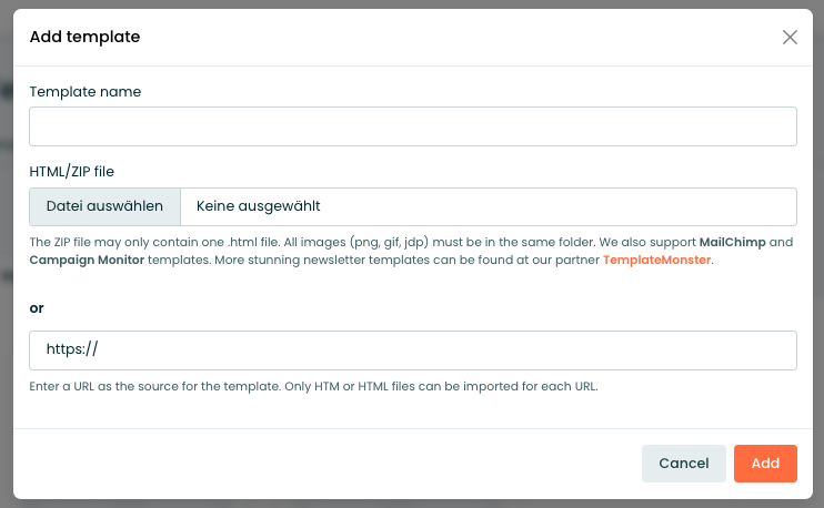 Adding your own (HTML) template to your account – CleverReach Support