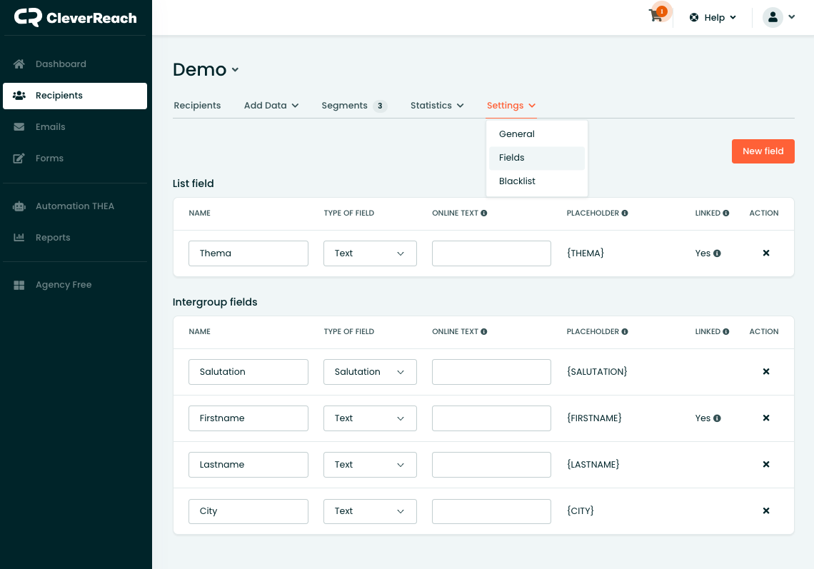 Using custom data fields in recipient lists – CleverReach Support