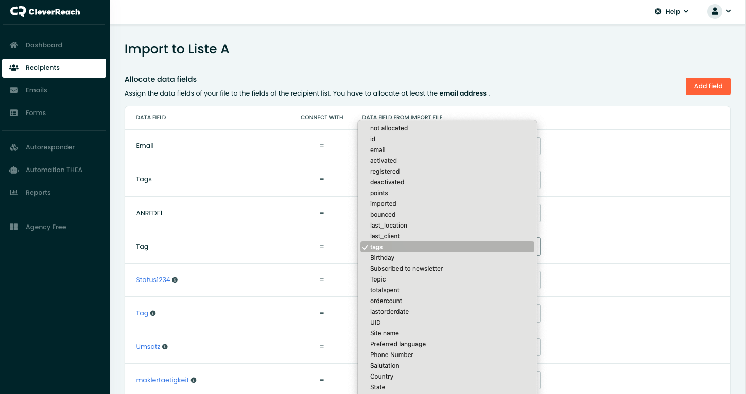 Import and export tags from your recipients – CleverReach Support