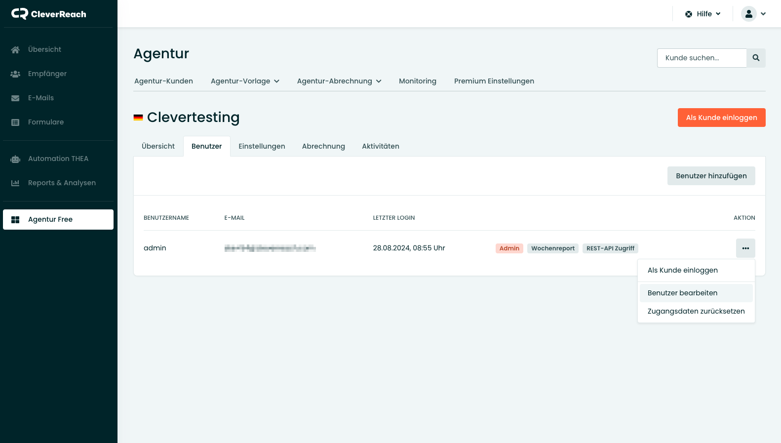 Rights management for subaccounts – CleverReach Support