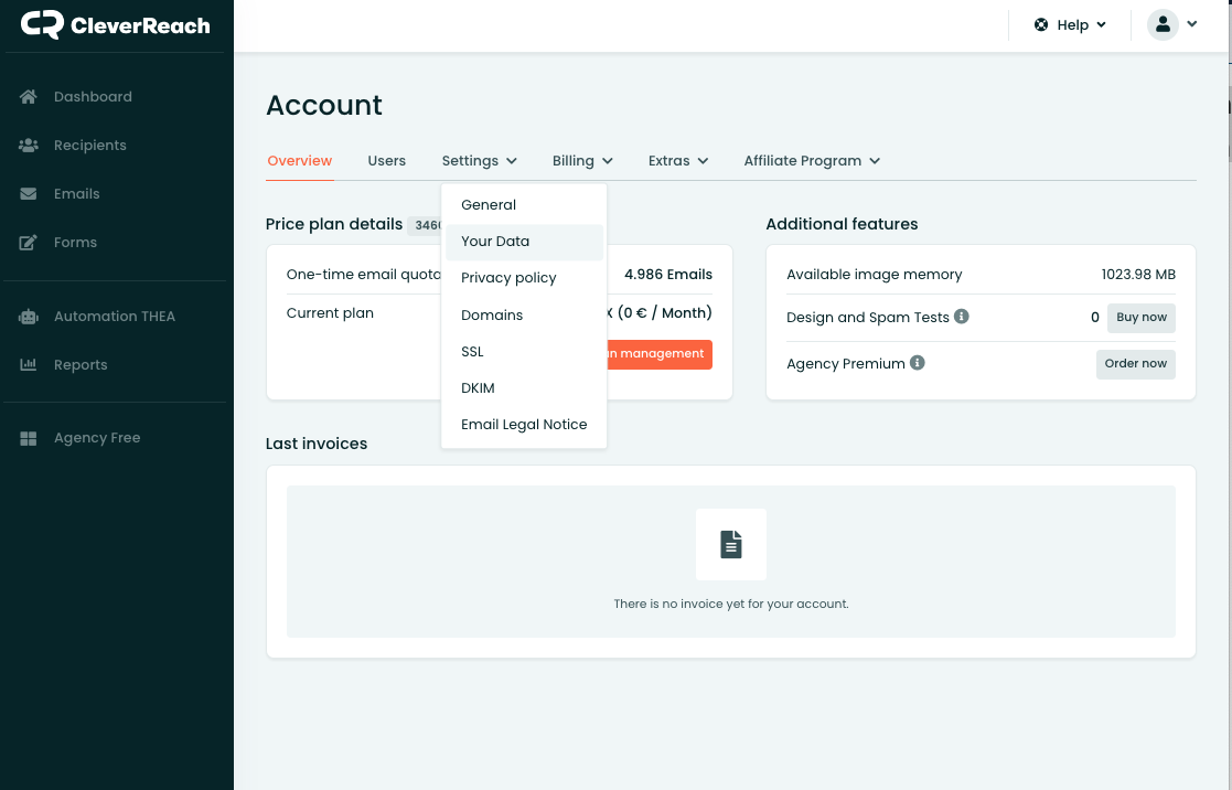 Actualizar la información de usuario en su cuenta – Asistencia CleverReach